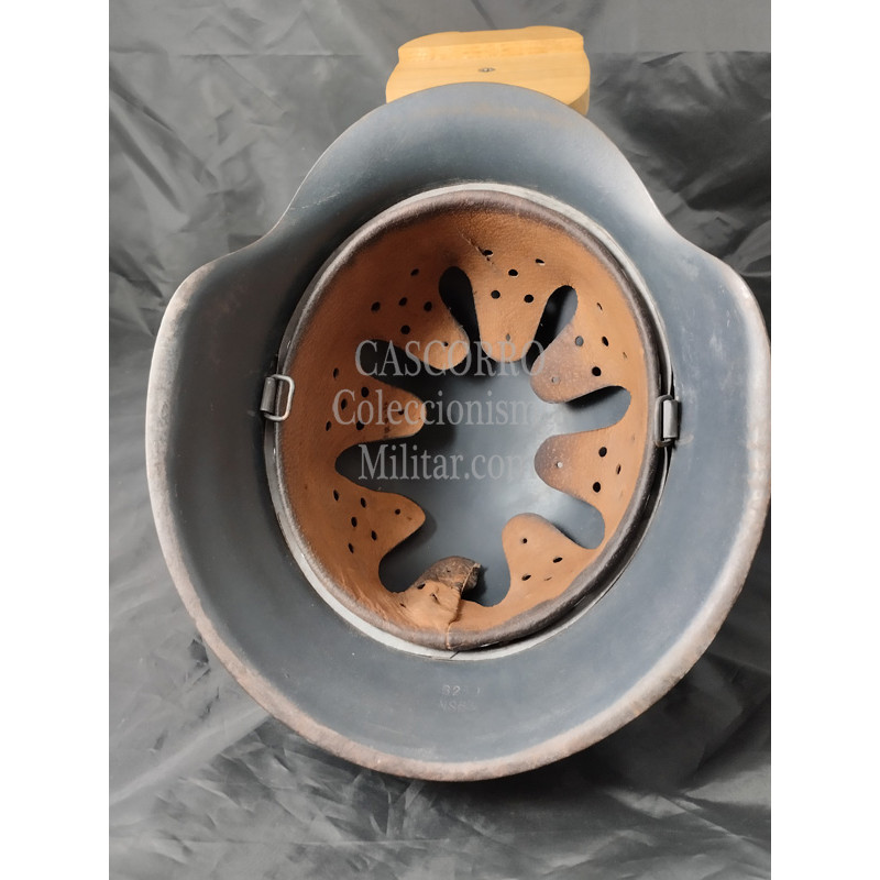German helmet model M42 with luftwaffe blue paint, pigskin leather ...