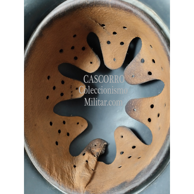 German helmet model M42 with luftwaffe blue paint, pigskin leather ...
