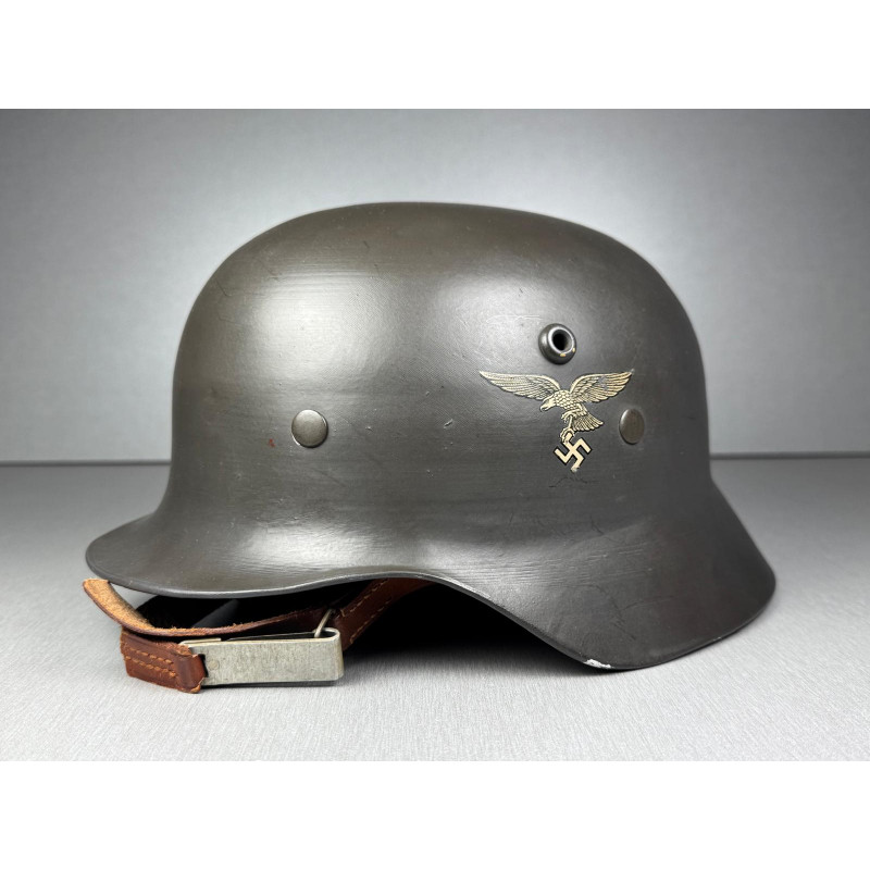 MINT RARE GERMAN DOUBLE DECAL LUFTWAFFE PARADE ALUMINIUM HELMET