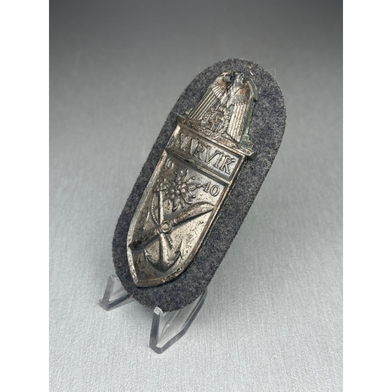 RARE "SILVER" LUFTWAFFE NARVIK CAMPAIGN SHIELD